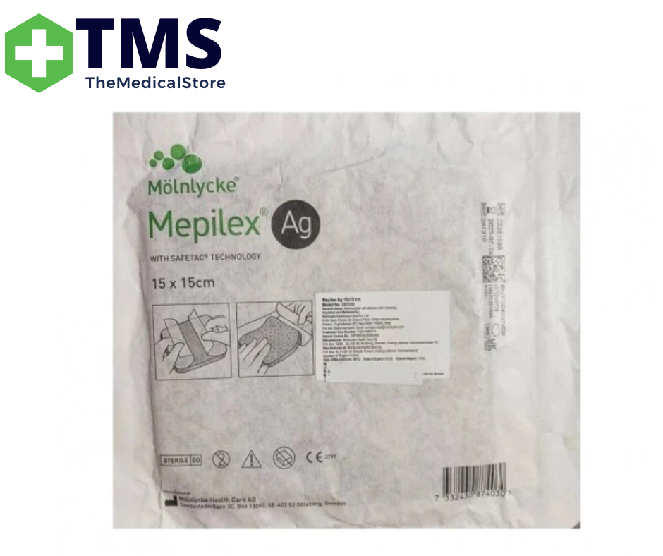 Mepilex Ag Antimicrobial Absorbent Foam Dressing - 15cm x 15cm ...