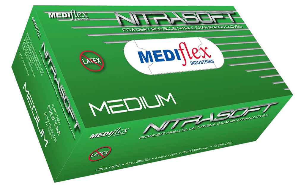 Mediflex Nitrasoft Powder Free Nitrile Gloves - Box/200 – TheMedicalStore